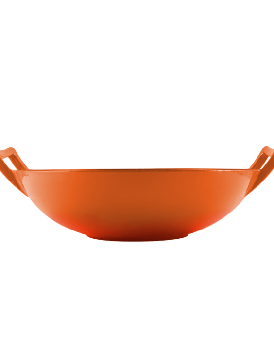 LK CHEF WOK WITH D/HANDLE [C/I] [36 CM] [ORANGE] - Noag's Market